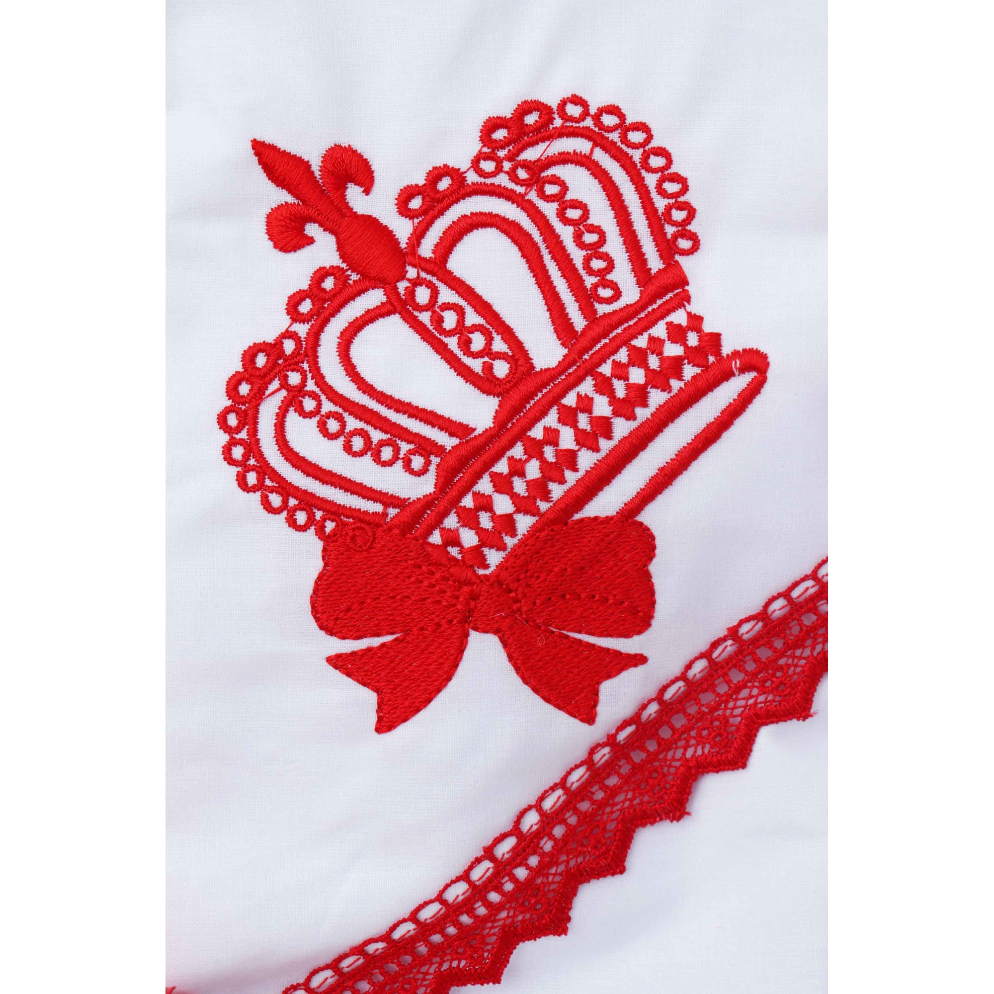 Trusou brodat cu coroana de print pentru botez de fete, 7 piese, rosu ...
