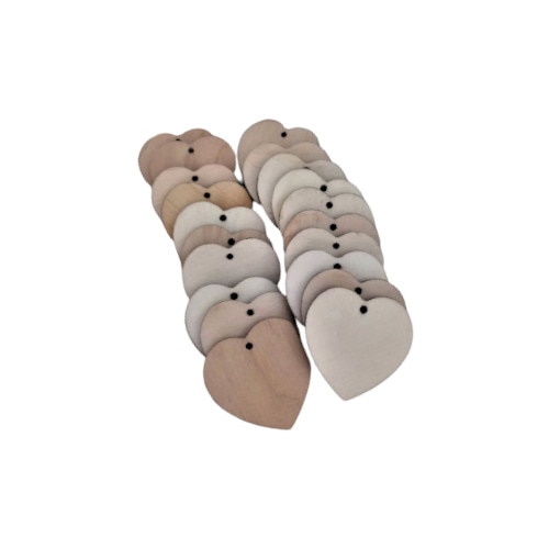 Set 20 bucati baza lemn blank, inima, 3.5x3.5 cm - eMAG.ro