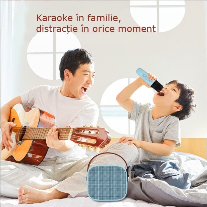 Boxa portabila tip karaoke cu microfon wireless pentru copii, conexiune ...