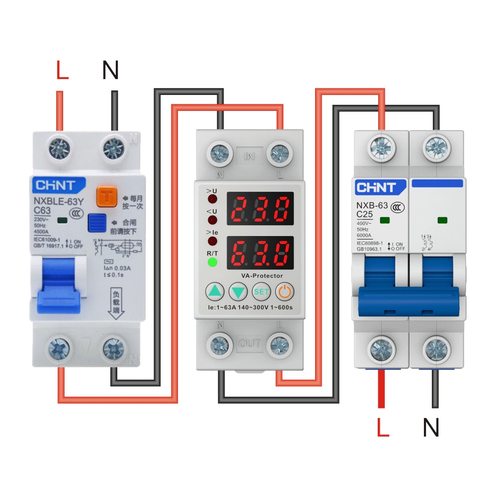 Еднофазно реле Vaxiuja 1 40a двоен цифров Led екран защита от пренапрежение и претоварване