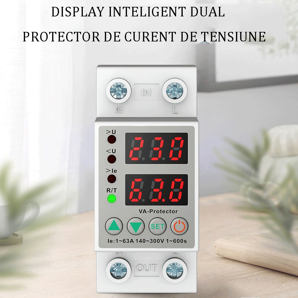 Еднофазно реле Vaxiuja 1 40a двоен цифров Led екран защита от пренапрежение и претоварване