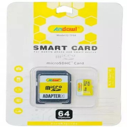 Card memorie Andowl, 64 gb, cu adaptor, Galben - eMAG.ro