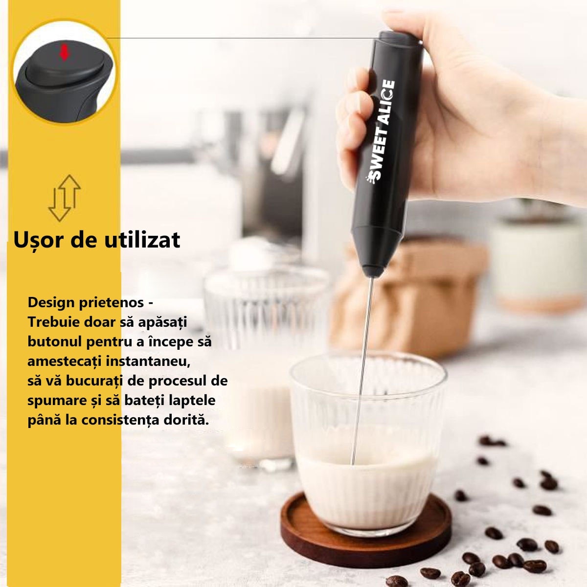 Mixer spuma lapte, Electric cu baterie, SDLOGAL, bauturi calde/reci ...