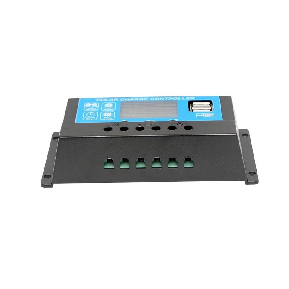 PWM контролер, соларен регулатор 10A 12v/24v, PWM, син, 2 USB порта ...