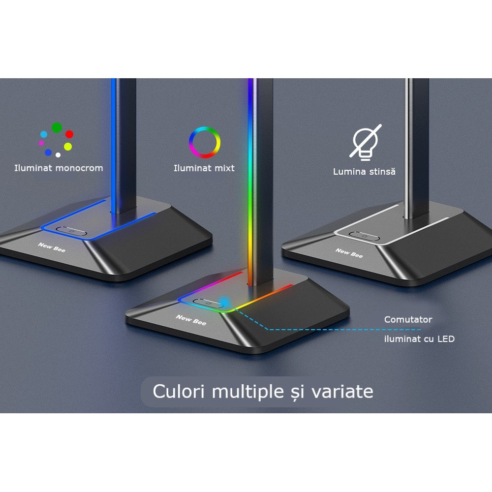 Stand pentru casti cu iluminare RGB, transfer date si incarcare, port ...