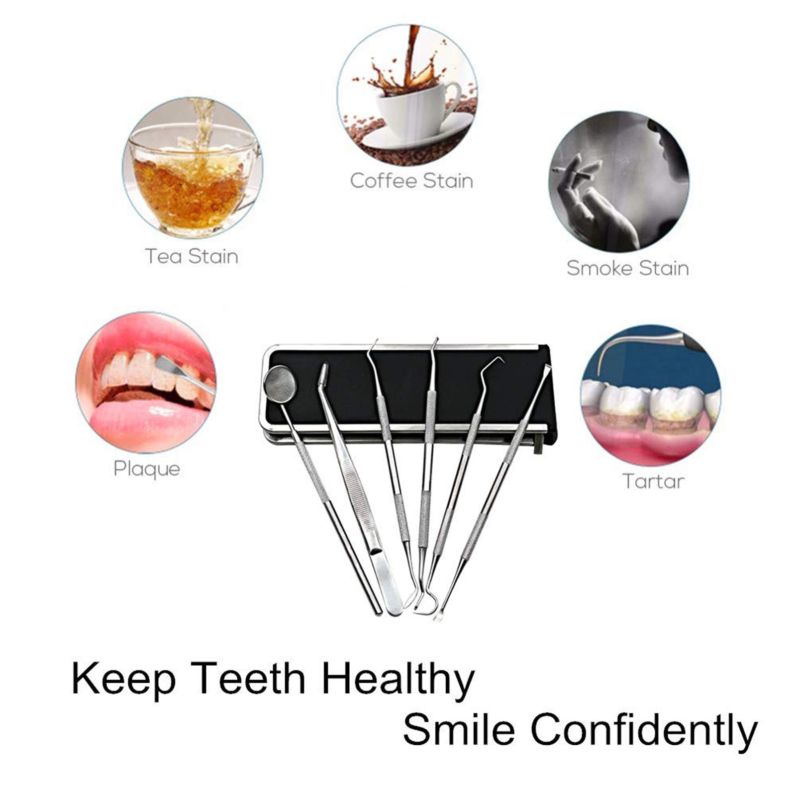Kit curatare dentara, Darklove, Inox, Cu cutie, Argintiu - eMAG.ro