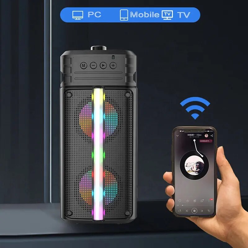 Boxa Portabila Cu MP3, USB, Bluetooth, Radio FM, Microfon, Led Speaker ...