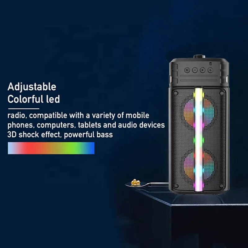 Boxa Portabila Cu MP3, USB, Bluetooth, Radio FM, Microfon, Led Speaker ...