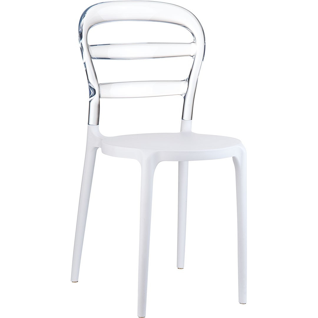Scaun Miss Alb, policarbonat Transparent, Inaltime sezut 45 cm ...