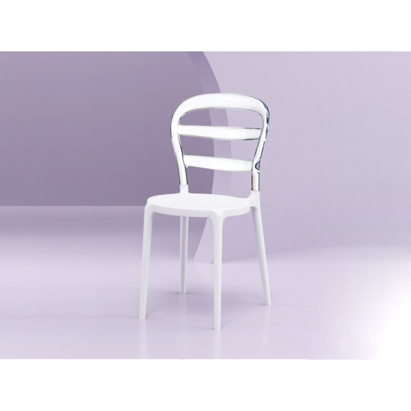 Scaun Miss Alb, policarbonat Transparent, Inaltime sezut 45 cm ...