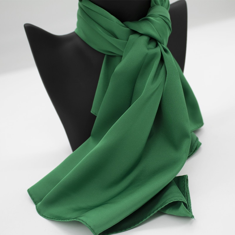 Esarfa scurta de dama, din matase satinata, in cutie cadou, Verde ...