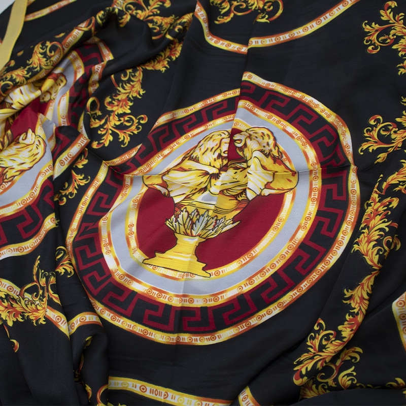 Esarfa de dama, din matase satinata, in cutie cadou, Black maze,192x90 ...