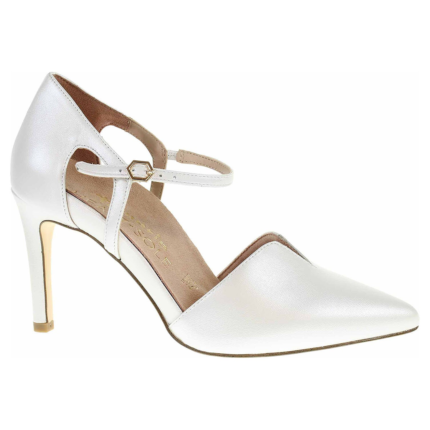 Pantofi dama cu toc, Tamaris, 1-24403-24, Piele naturala, Alb perlat ...