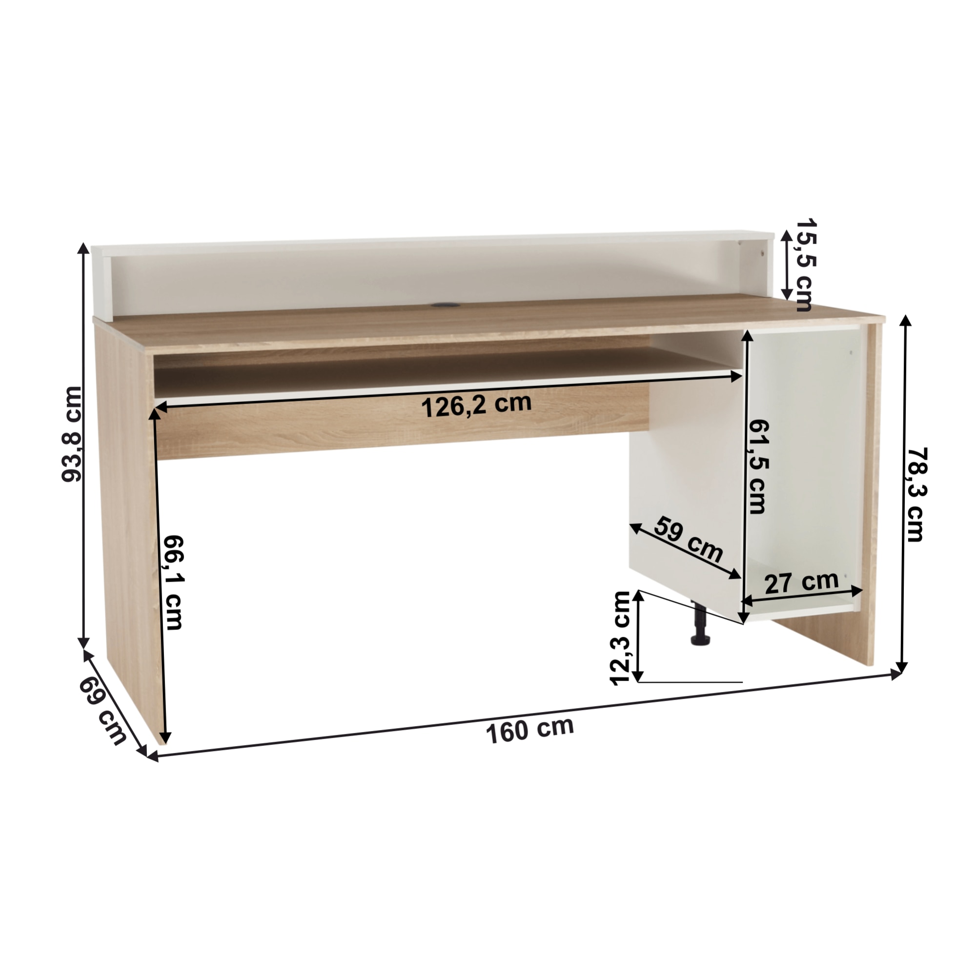 Birou pentru gaming, suport monitor si unitate desktop Pc, stejar ...