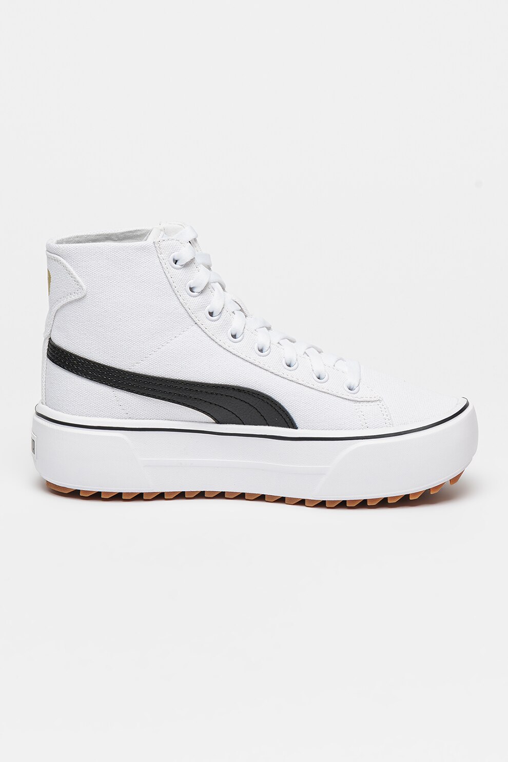 Puma, Pantofi sport inalti din panza cu talpa flatform Kaia, Negru, Alb ...