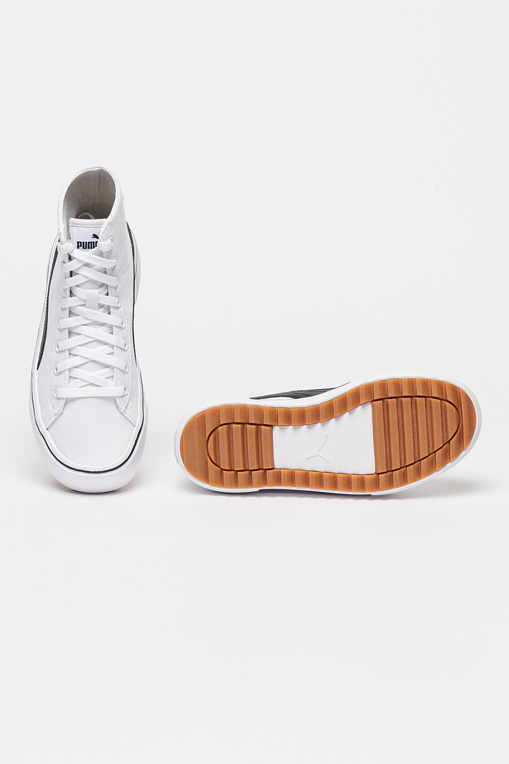 Puma, Pantofi sport inalti din panza cu talpa flatform Kaia, Negru, Alb ...