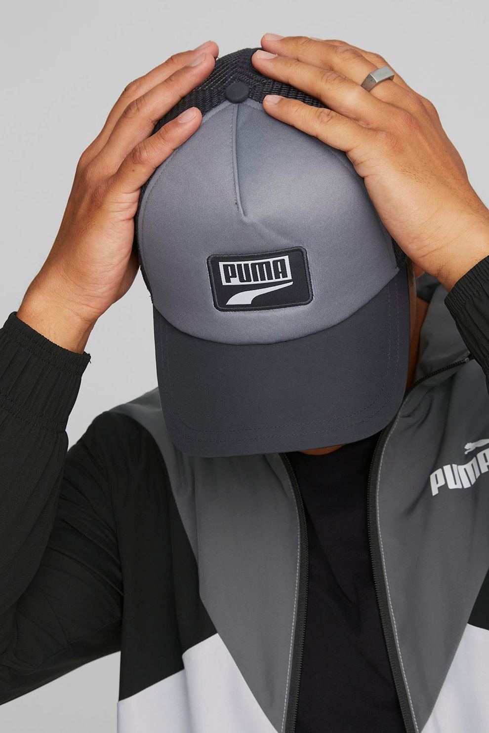 Puma, Sapca de plasa, cu logo, Gri carbune, Negru - eMAG.ro