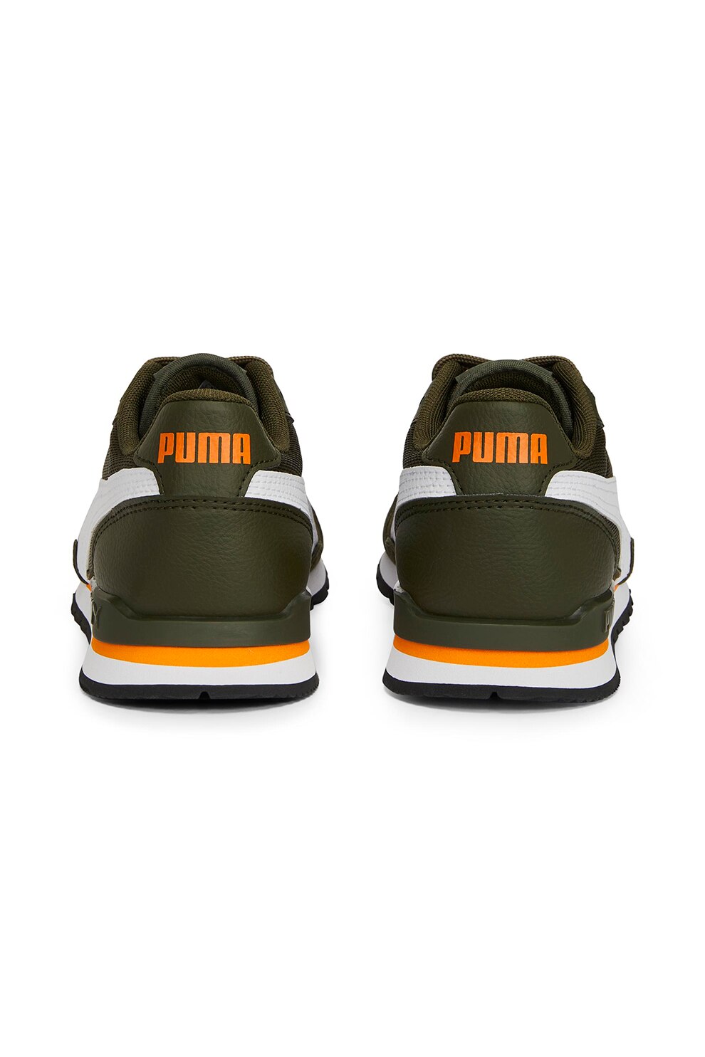 Puma, Pantofi sport cu insertii textile ST Runner V3, Alb, Verde ...