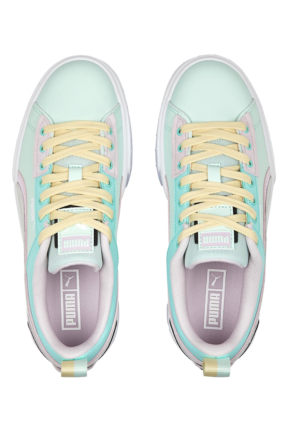 Puma, Pantofi sport flatform colorblock Mayze UT, Turcoaz, Roz pastel ...