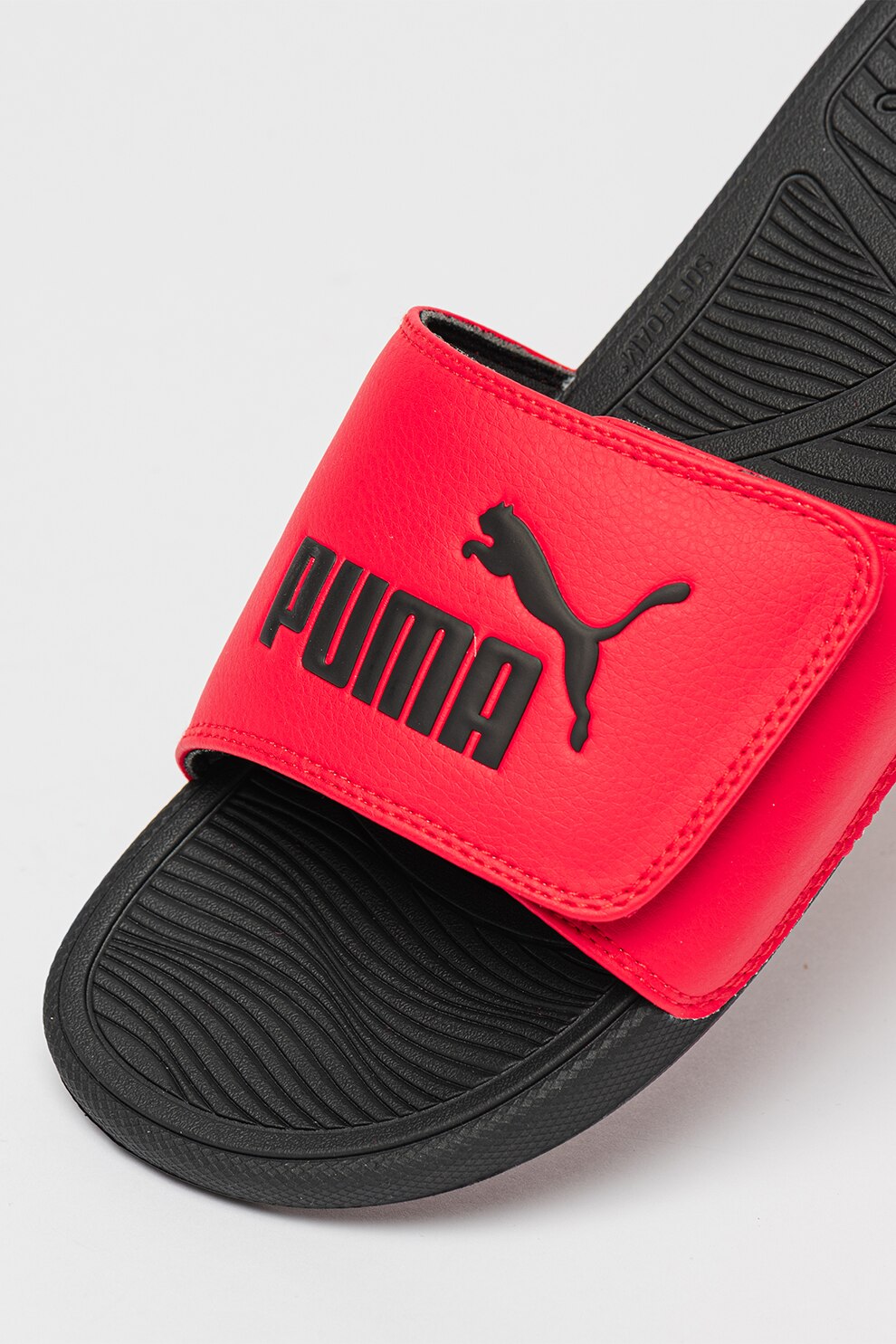 Puma, Papuci din piele ecologica cu inchidere velcro Cool Cat 2.0, Rosu ...