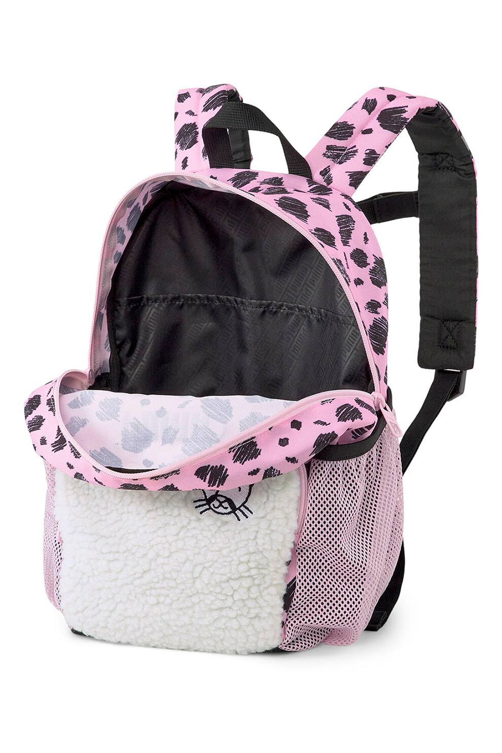 Puma, Rucsac cu fermoar si detalii din material fleece Mate, Alb, Roz ...