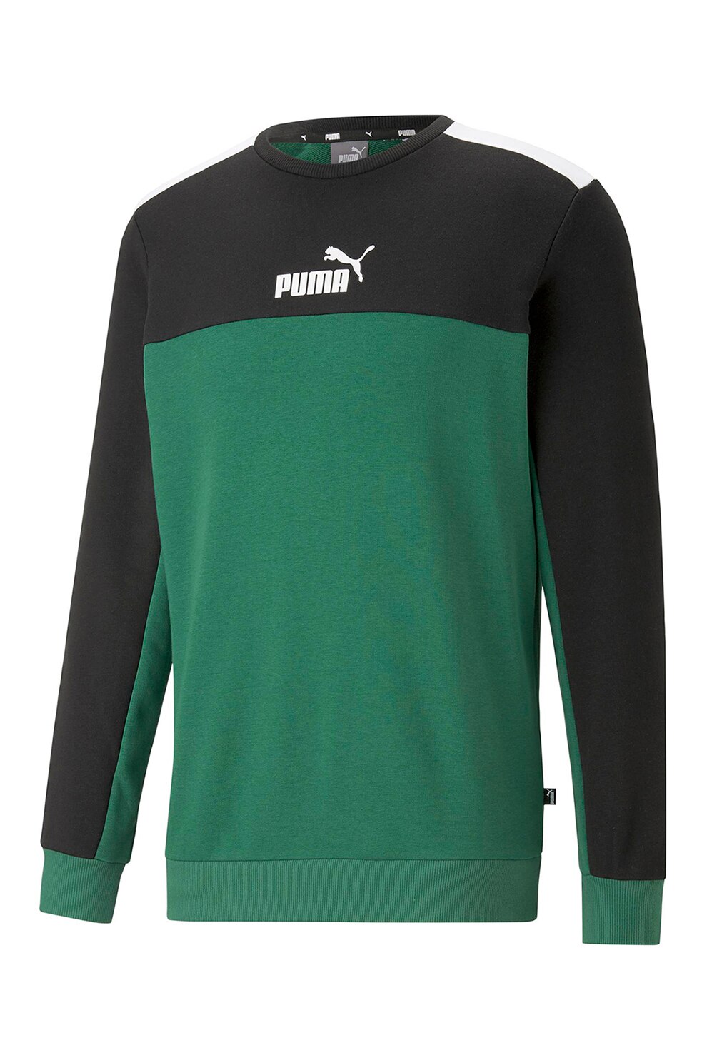 Puma, Block kerek nyakú logós pulóver, Angolzöld, Fekete, L - eMAG.hu
