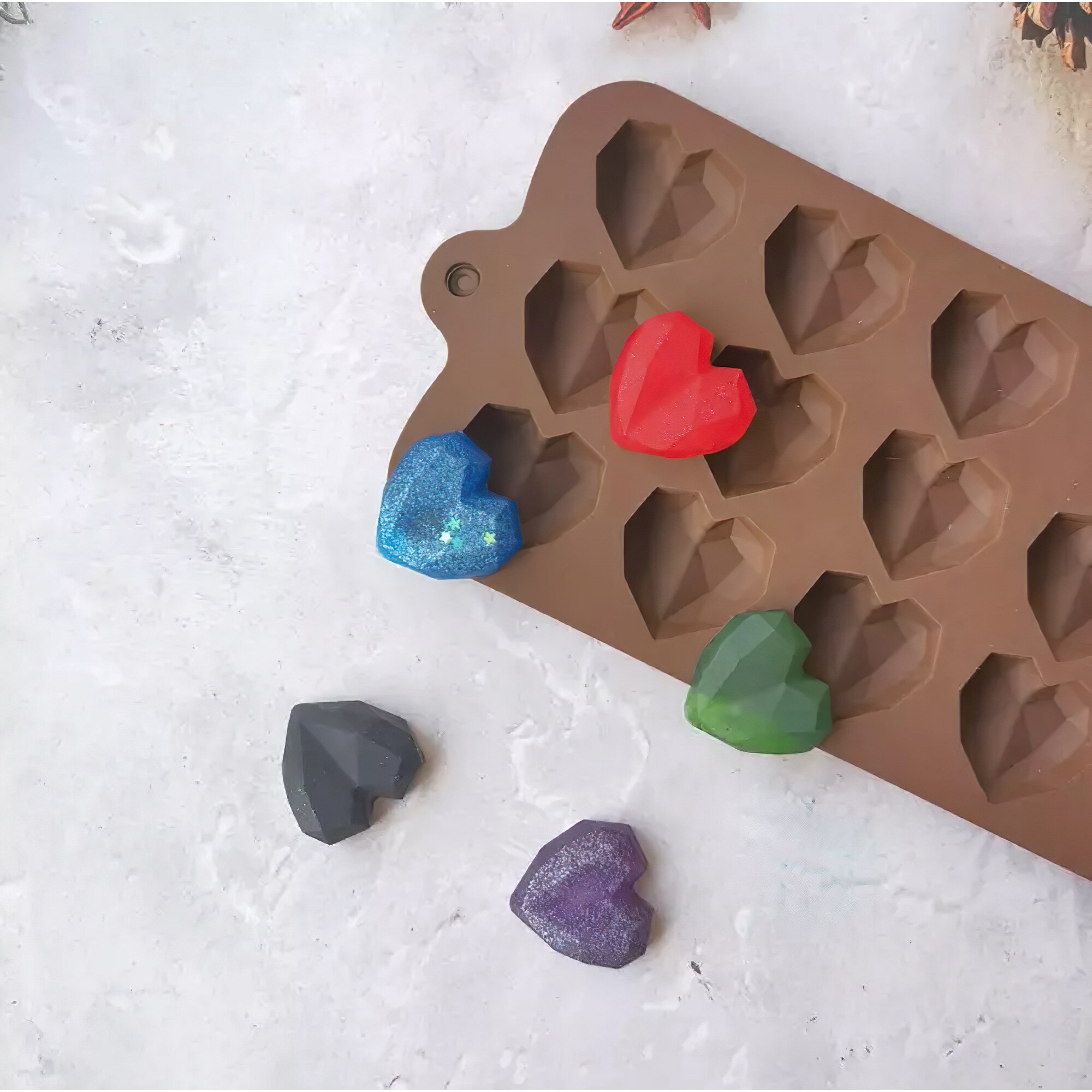 Forma Silicon pentru Ciocolata, Inimioare, 15 Matrite Bomboane, Jeleuri ...