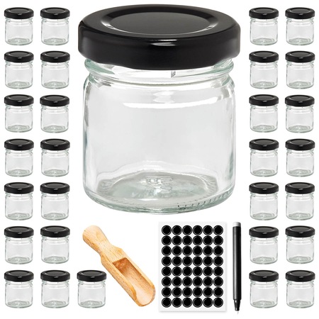 Set 30 Borcane de sticla pentru condimente, Emjot, Dop de Sticla, 5x4.3 ...