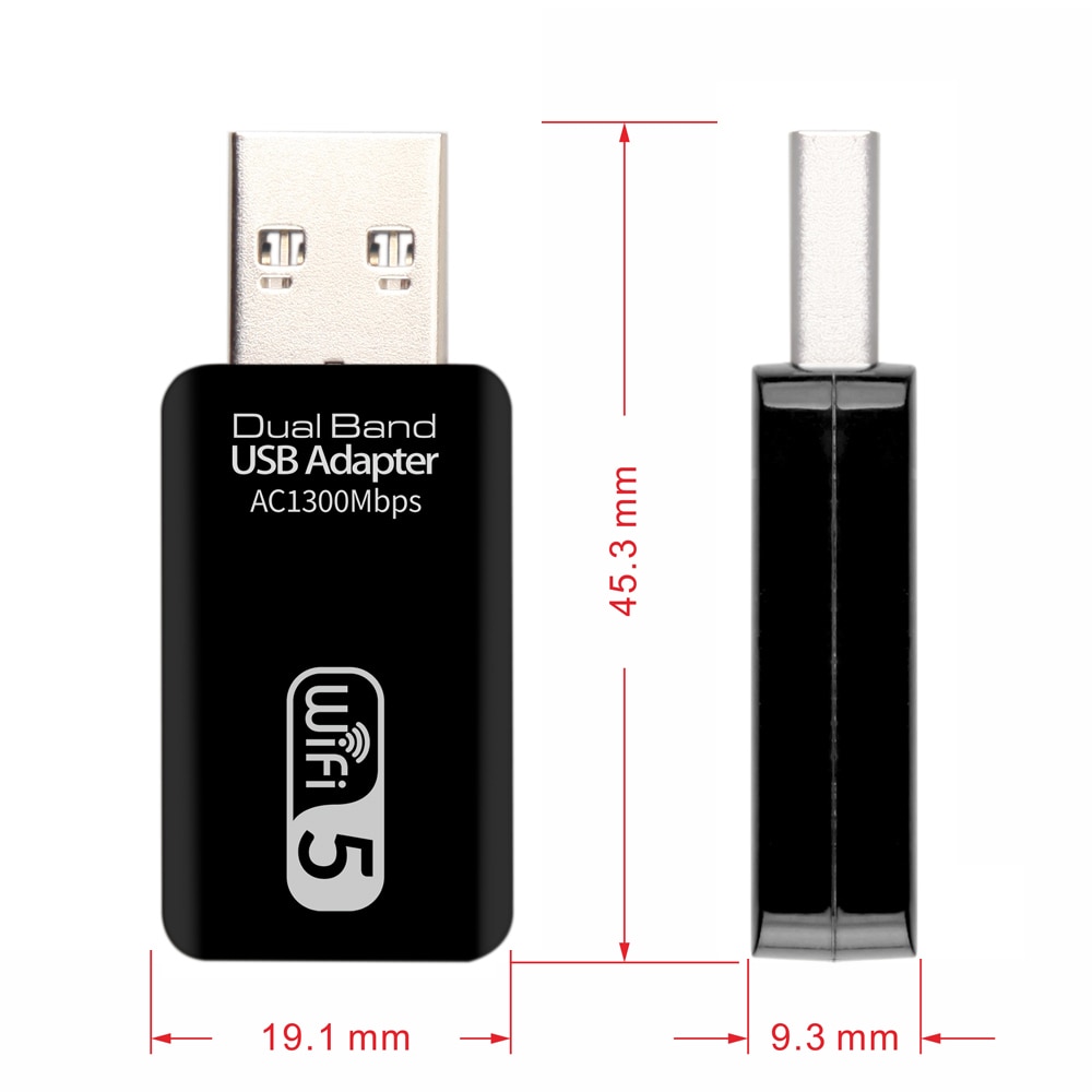 Vaxiuja Vezeték nélküli adapter, 1300 Mbps, 2,4 GHz és 5,8 GHz ...