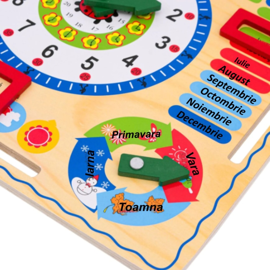 Calendar educativ cu ceas, anotimpuri, zilele saptamanii pentru copii ...