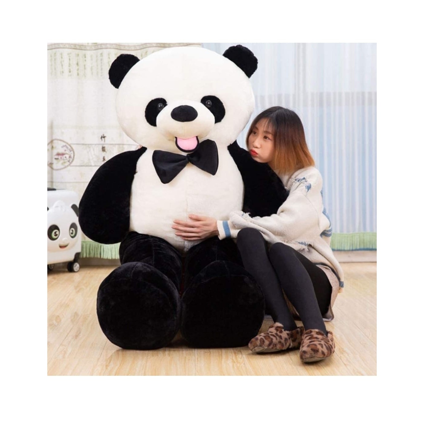 Jucarie de plus, Urs Panda, alb/negru, 90 cm - eMAG.ro