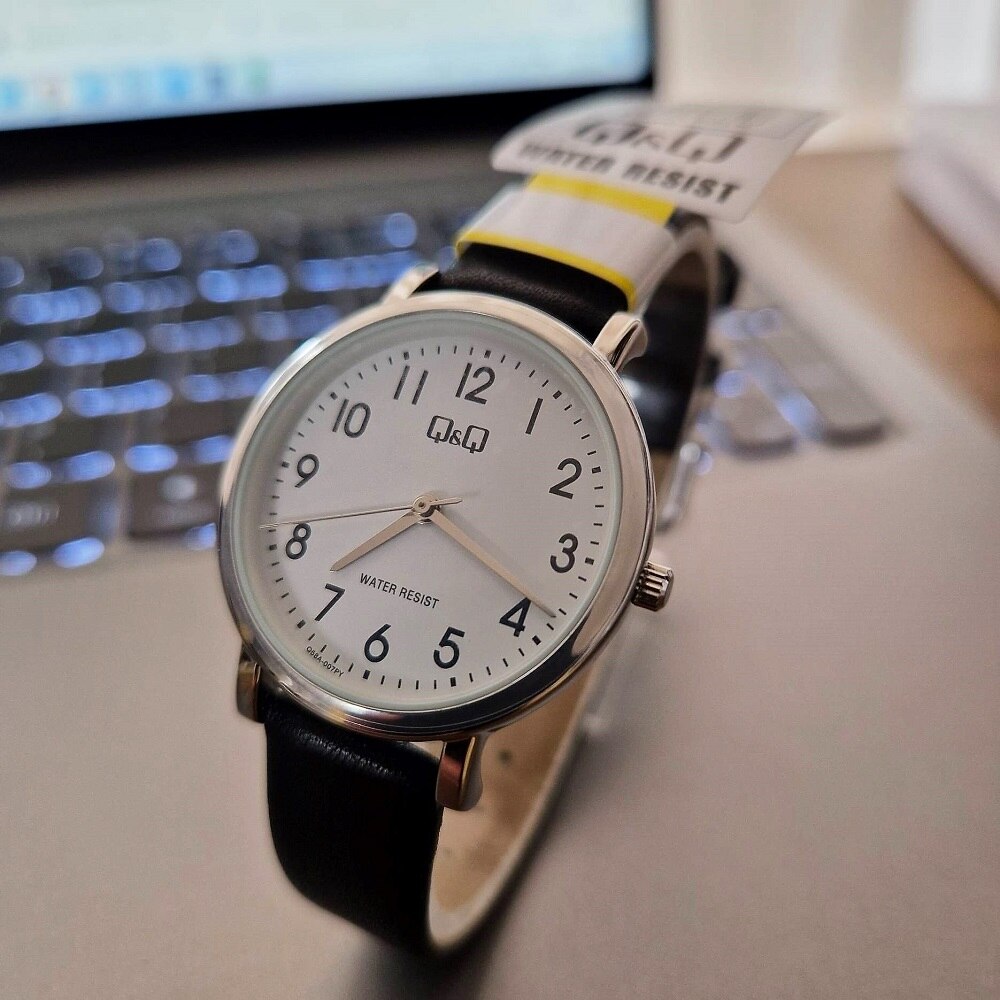 Ceas dama Q&Q Q58A-007, cadran alb, curea neagra - eMAG.ro