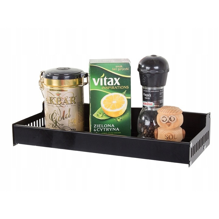 Raft metalic pentru condimente, Zola®, suspendat, 30x13x5.5 cm, negru ...