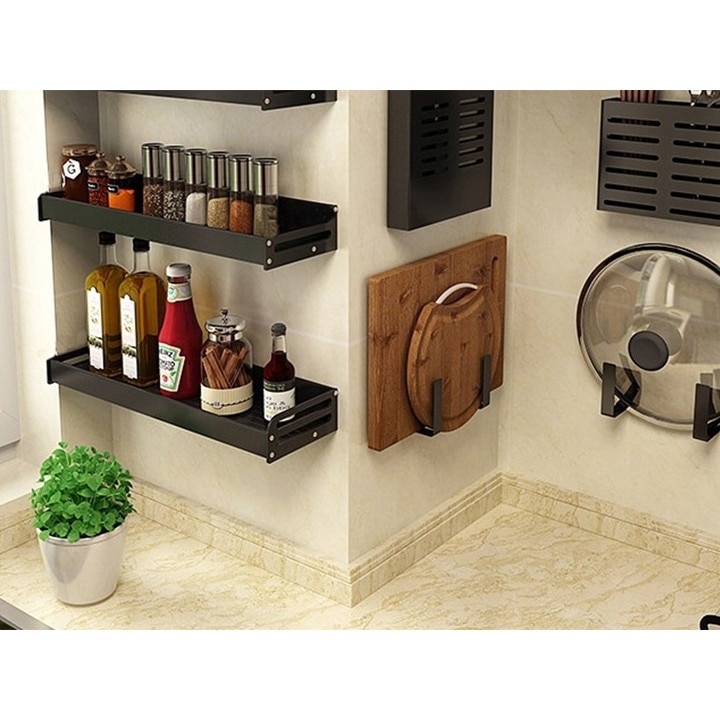 Raft metalic pentru condimente, Zola®, suspendat, 30x13x5.5 cm, negru ...