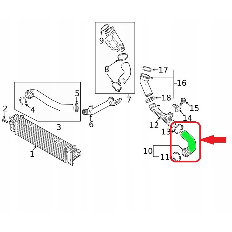 Conducta de aer pentru intercooler, Turborury, Volvo Xc40 536, 32224398 ...