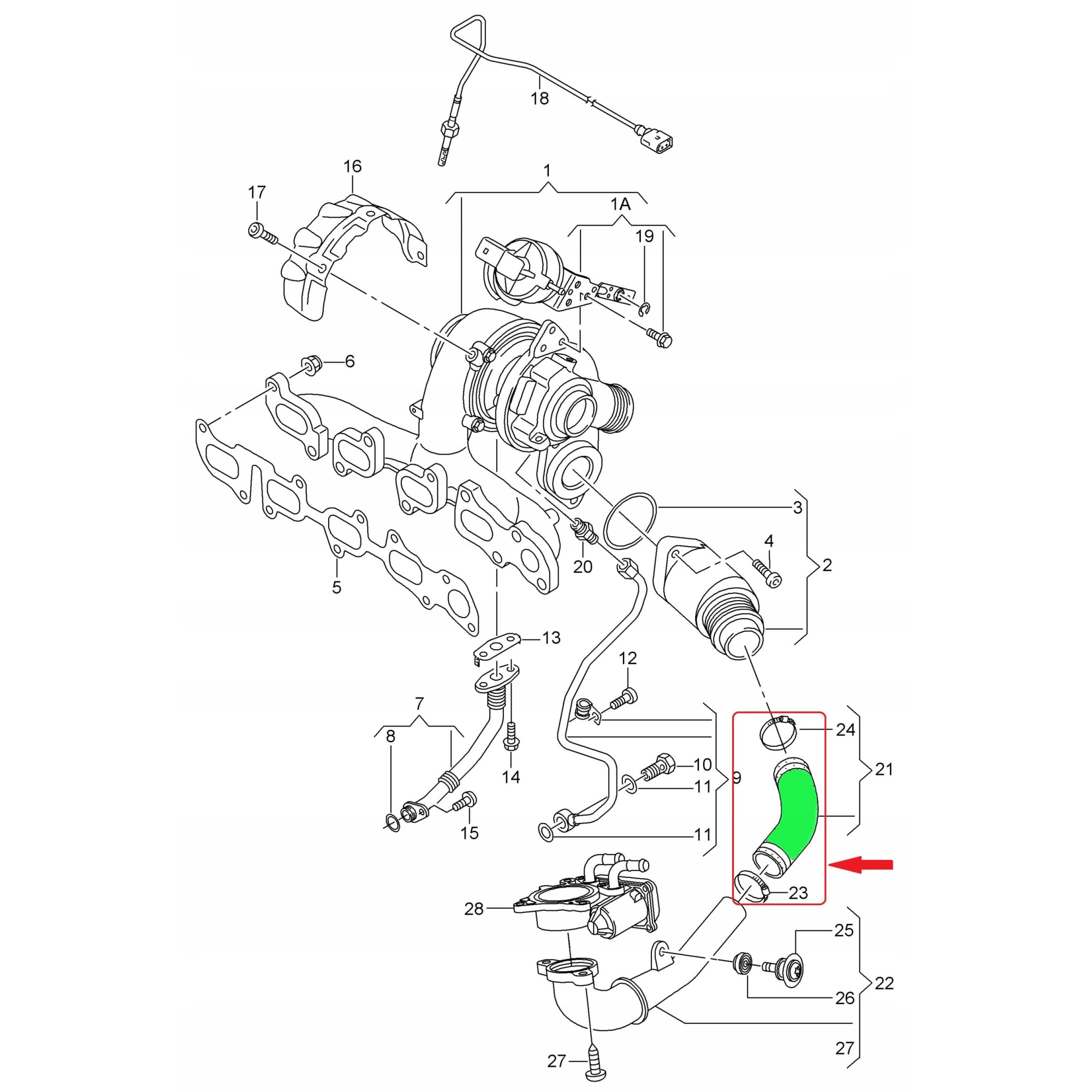 Conducta de aer pentru intercooler, Turborury, Audi A4 A5 A6 Q5 Vw ...