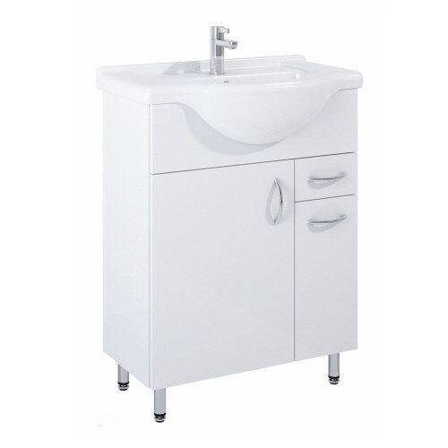 Dulap de baie cu lavoar, Deftrans, PAL, 84 cm, Alb - eMAG.ro