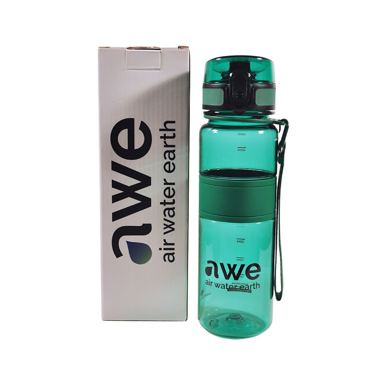 Sticla de apa sport AWE, ecologica, fara BPA, verde, transparenta, 500 ...