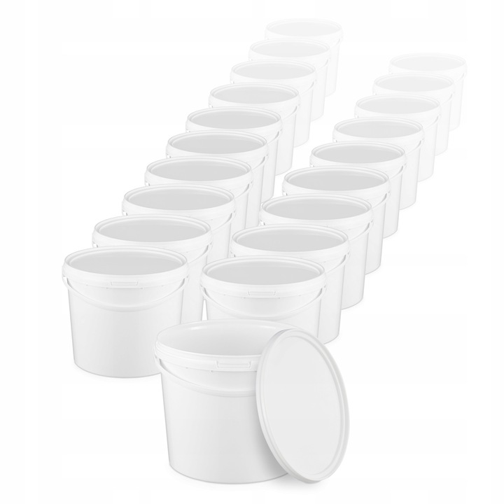 Set 100 de galeti cu capac, Benbow, Plastic, Alb, 5L - eMAG.ro