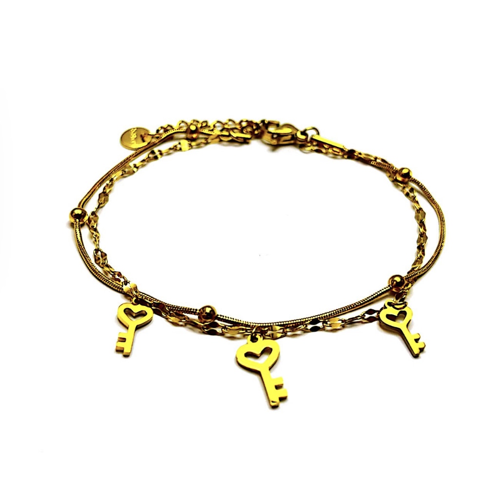 Bratara reglabila Revien pentru femei, aurie, din otel, cu simetria ...