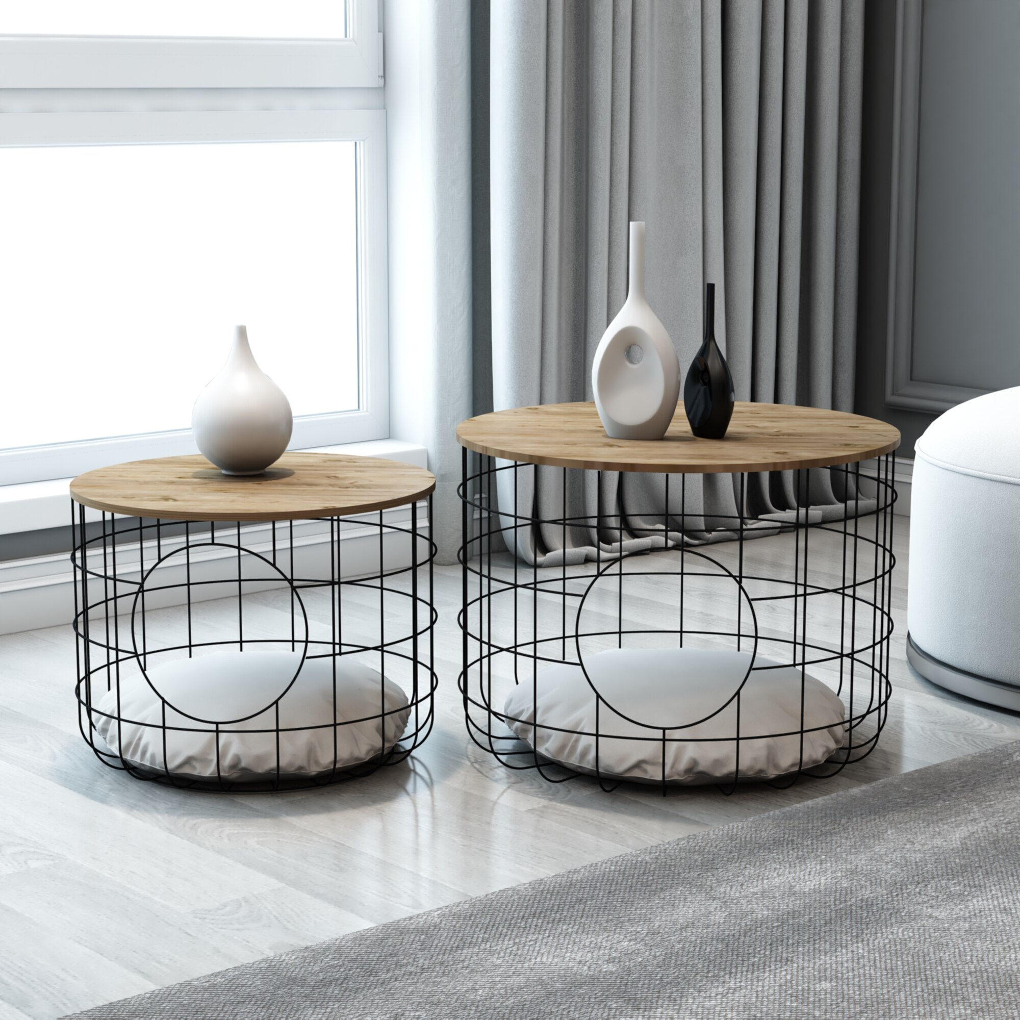 Set 2 cosuri metalice, en.casa, Haapajarvi, 41 x 54 cm, metal, mdf ...