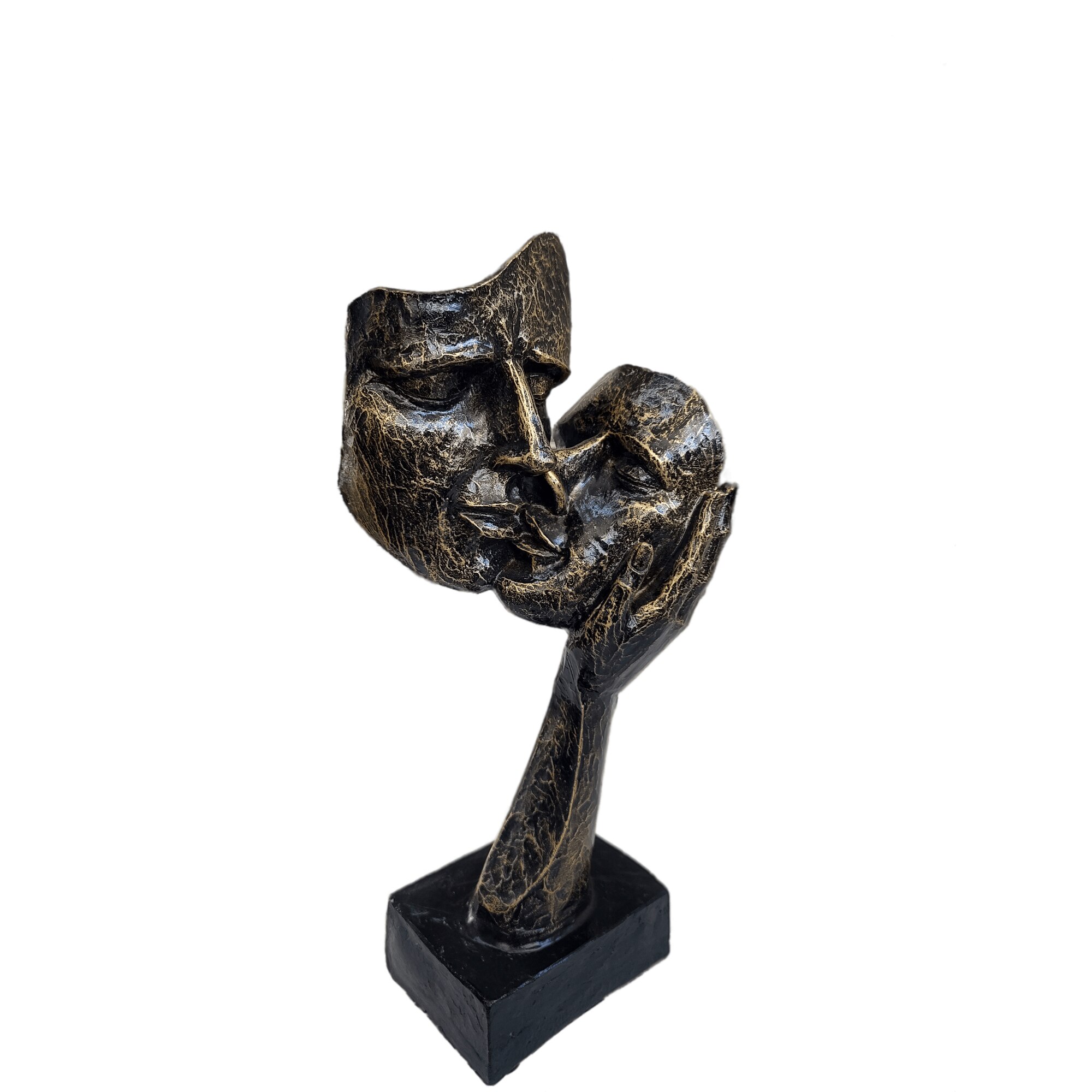 Statueta indragostiti, negru-auriu, realizata manual din rasina, 27 cm ...