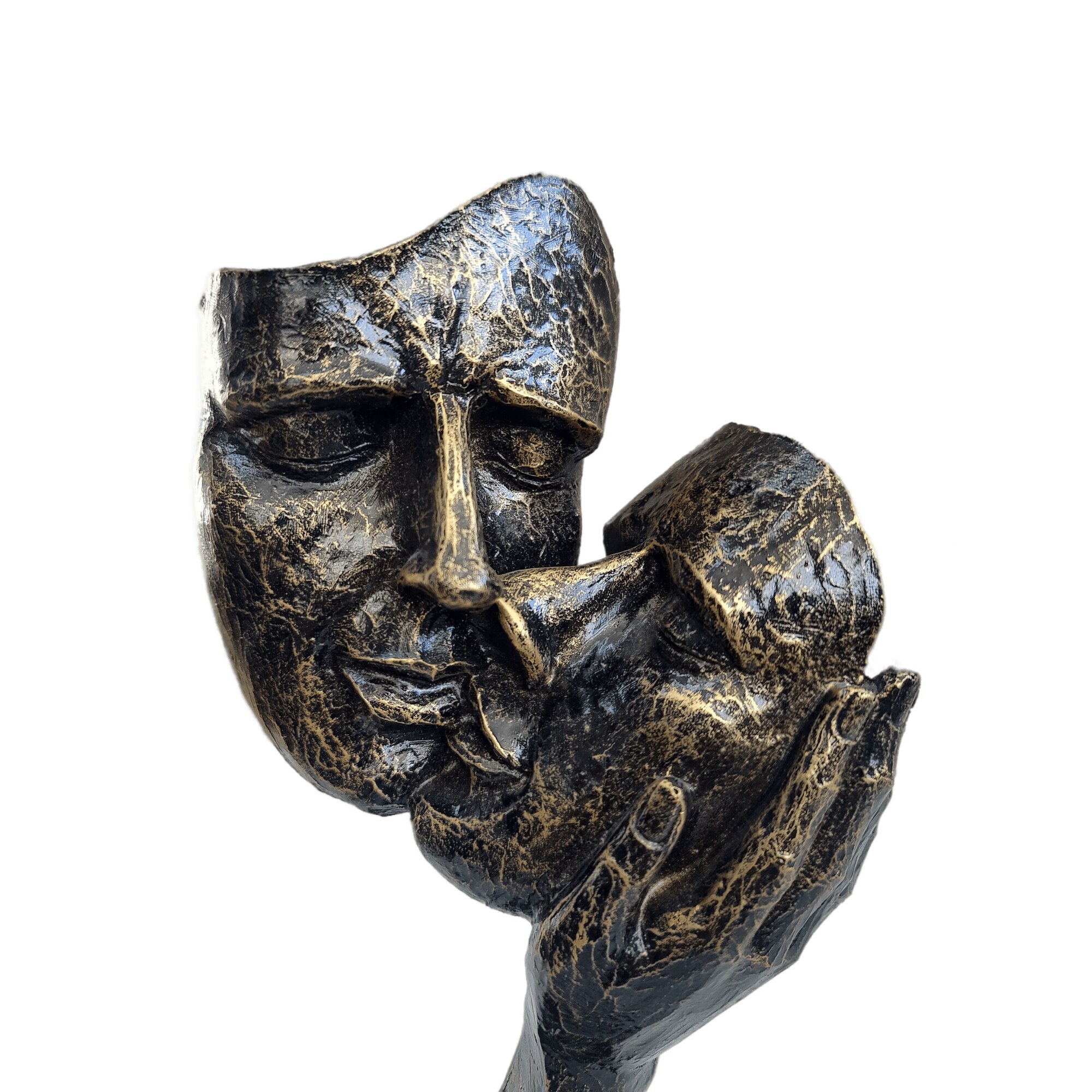 Statueta indragostiti, negru-auriu, realizata manual din rasina, 27 cm ...