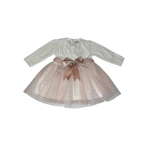 Rochita fetite, eleganta, Fundita, Tull, Tutu, Alb/Roz prafuit - eMAG.ro