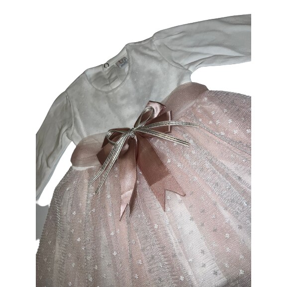 Rochita fetite, eleganta, Fundita, Tull, Tutu, Alb/Roz prafuit - eMAG.ro