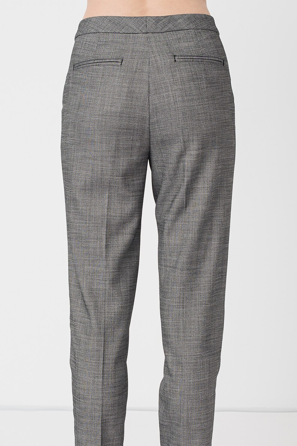 Stefanel, Pantaloni chino cu talie inalta, Gri inchis melange, 46 - eMAG.ro