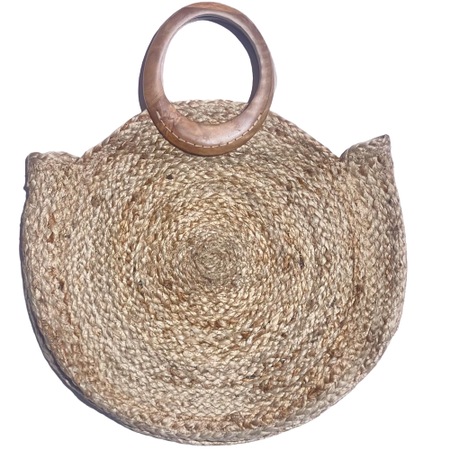 Geanta plaja sau cumparaturi, Accessorize, Manere din lemn, Rotunda ...