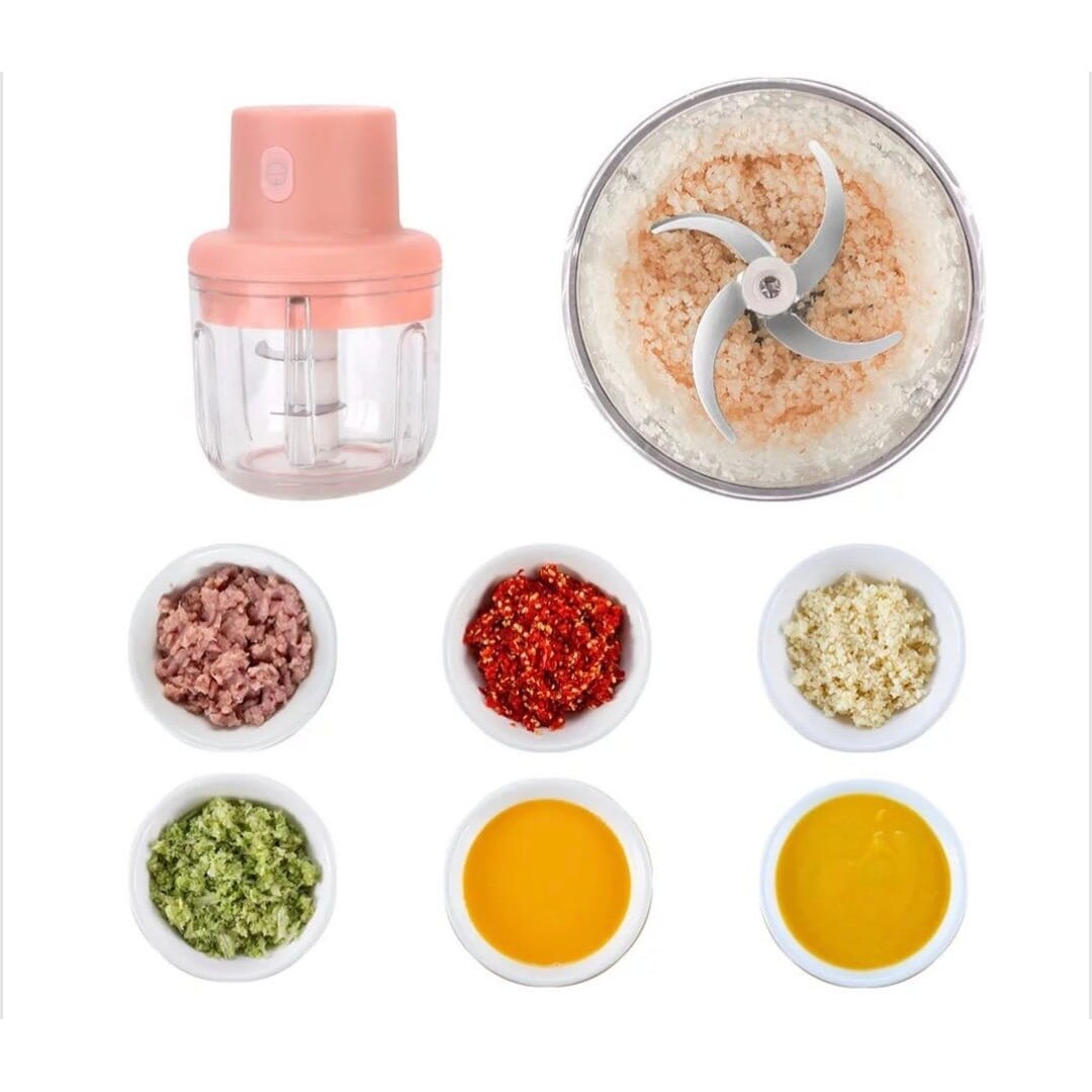 Mini tocator electric portabil, incarcare USB, 250ml, 45W, Roz - eMAG.ro