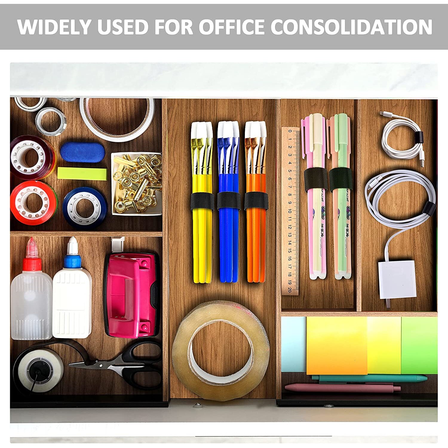 Banda tip velcro cu scai, AEYTLOI, Multifunctionala, 2x500cm, Galben ...