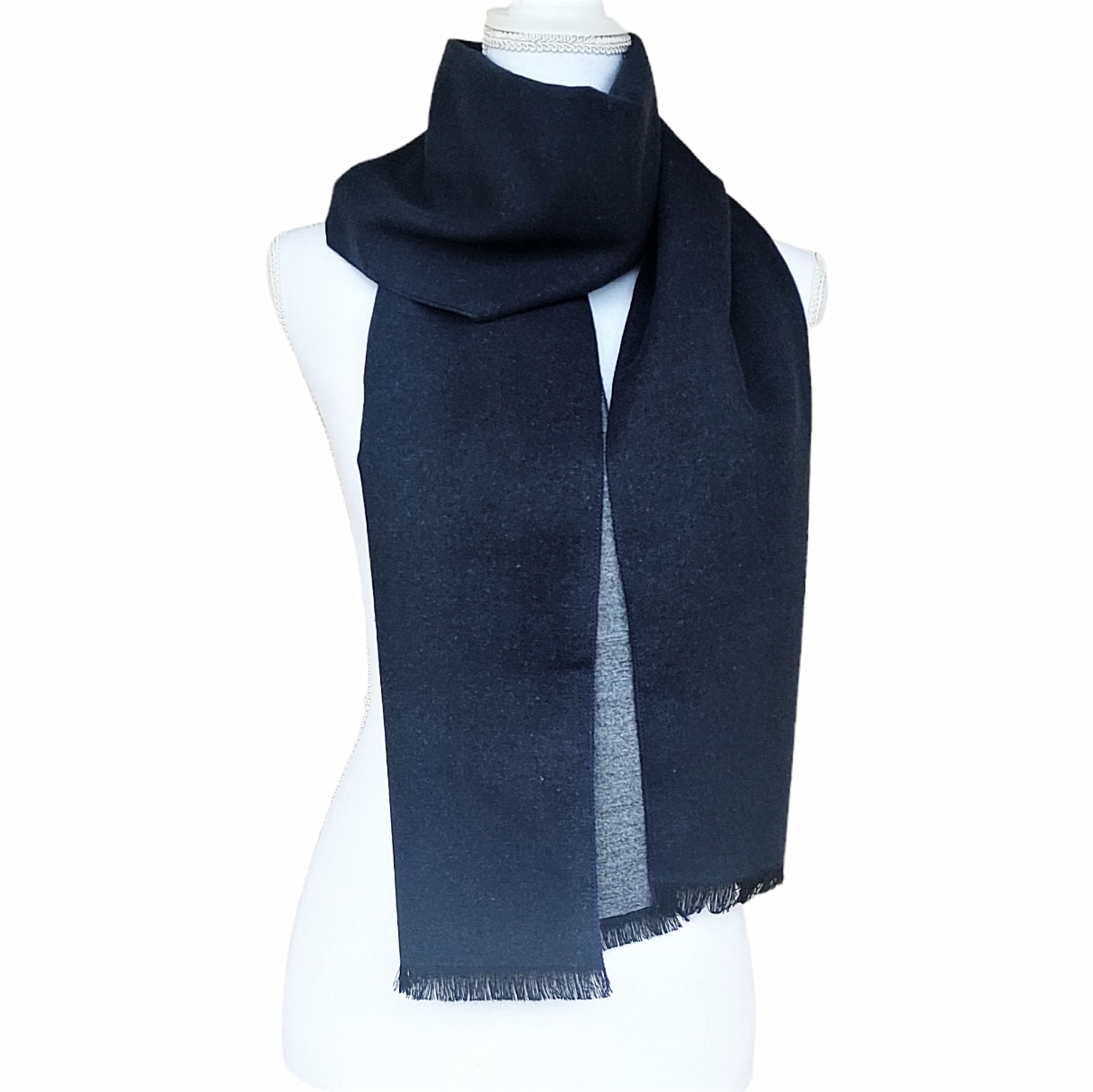 Fular din bumbac pentru barbati, 180 x 30 cm, bleumarin - eMAG.ro